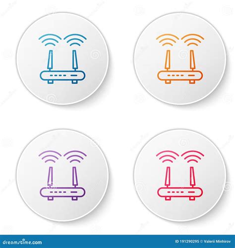 Line Router And Wi Fi Signal Symbol Icon Isolated On White Background Wireless Ethernet Modem