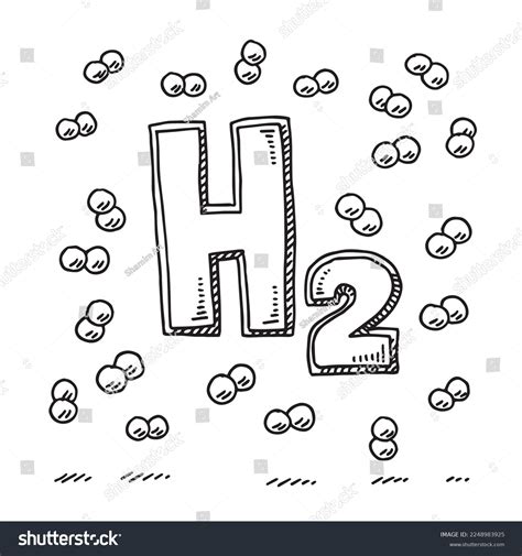 Handdrawn Vector Drawing H2 Text Hydrogen Stock Vector Royalty Free