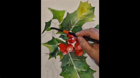 호랑가시나무 쉽게 그리기 Water Color 수채화 아크릴화 현대미술 서양화가정미정 Youtube