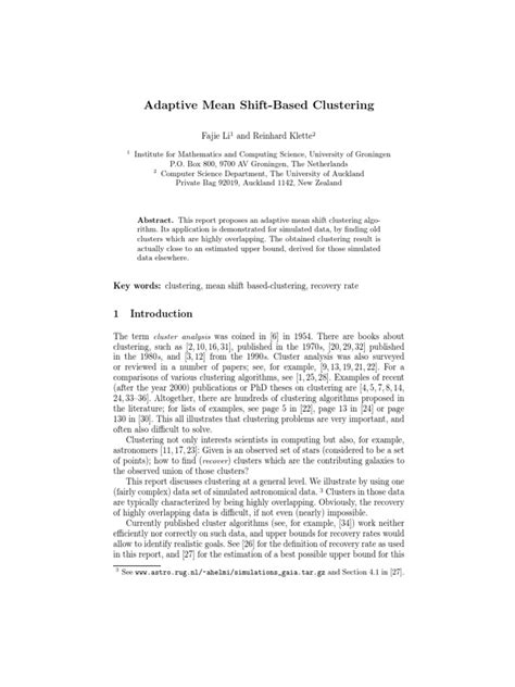 Adaptive Mean Shift Based Clustering Pdf Cluster Analysis Histogram