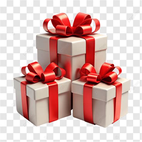 빨간색 리본과 리본 클립 아트가 있는 흰색 선물 상자 3개 활이 있는 선물 상자 빨간 리본 선물 상자 3d 선물 상자 클립 아트 Png 일러스트 및 이미지 에 대한