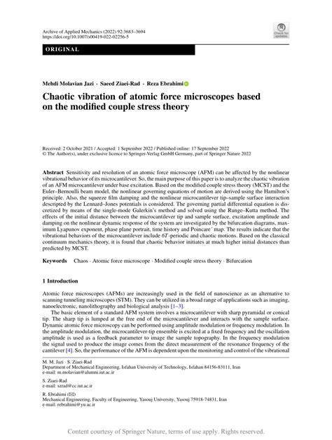 Chaotic Vibration Of Atomic Force Microscopes Based On The Modified