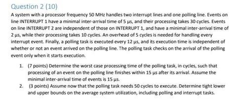 Solved Question A System With A Processor Frequency Chegg