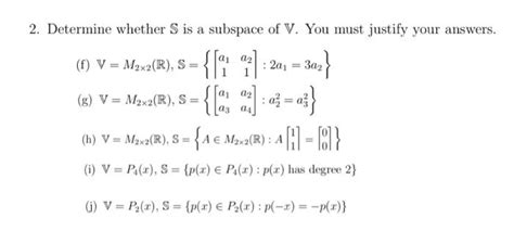 solved 2 determine whether s is a subspace of v you must