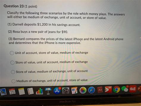 Solved Question 23 1 Point Classify The Following Three