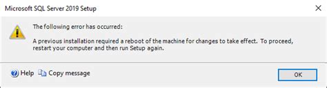 working around the reboot required error when installing sql server