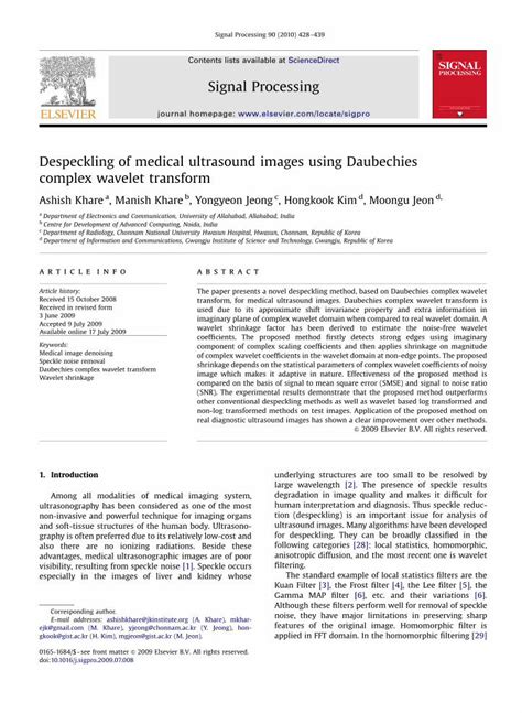 pdf despeckling of medical ultrasound images using daubechies complex