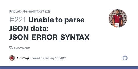 unable to parse json data json error syntax · issue 221 · knplabs