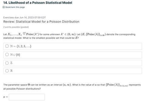 Solved 14 Likelihood Of A Poisson Statistical Model