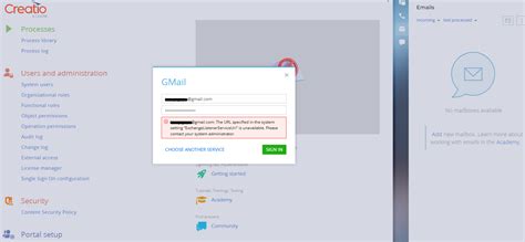 Error While Configuring Mail Community Creatio