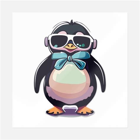 Penguin Wearing Glasses Sticker Uv Dtf Transfer Stickers