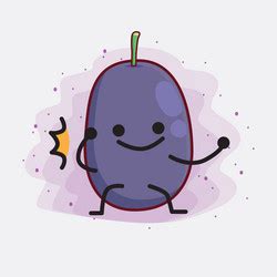 Java Plum Fruit Cute Character With Simple Face Vector Image