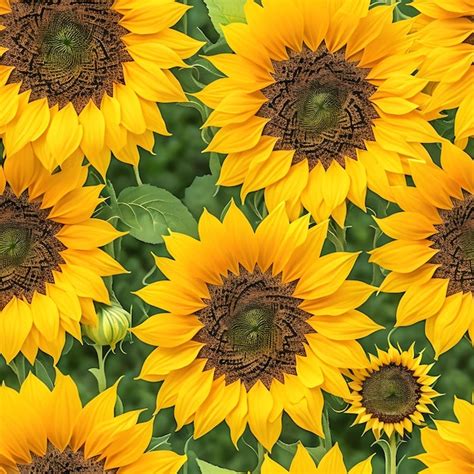 Premium AI Image Beautiful Sunflower Pattern Generative Ai
