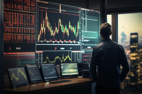 Premium Ai Image Workspace Of A Financial Trader With Multiple