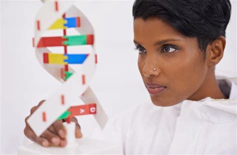 Premium Photo Dna Model Scientist Or Lab Research In Medical Bio