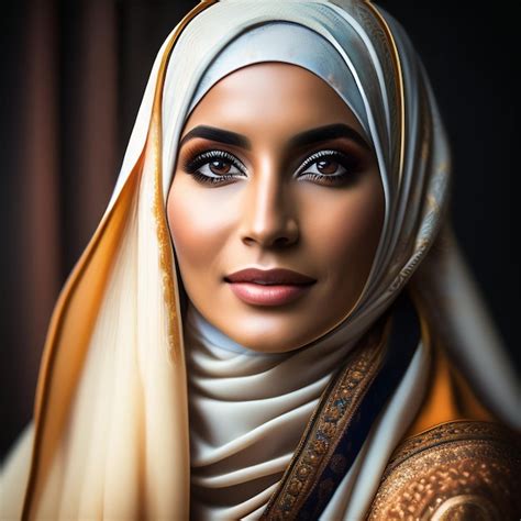 Premium Ai Image A Woman With A Hijab On Her Head And A Dark Background