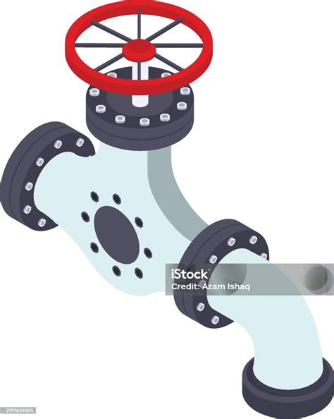 공압 강철 체크 밸브 아이소 메트릭 개념 핀치 연료 밸브 벡터 색상 아이콘 디자인 석유 및 가스 산업 기호 석유 및 가솔린 기호 서비스 및 공급 스톡 일러스트레이션 감각