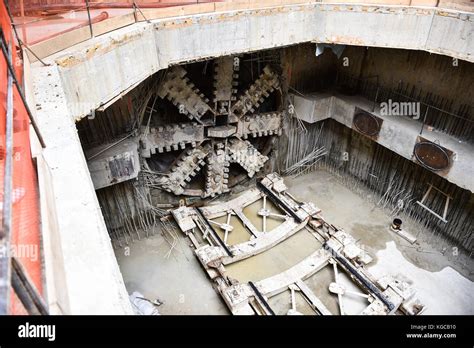 Tunnel Boring Machine In Action During Subway Construction Stock Photo Alamy