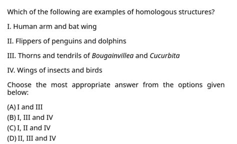 Which Of The Following Are Examples Of Homologous Structuresi Human Ar Which Of The Following Are Examples Of Homologous Structuresi Human Ar