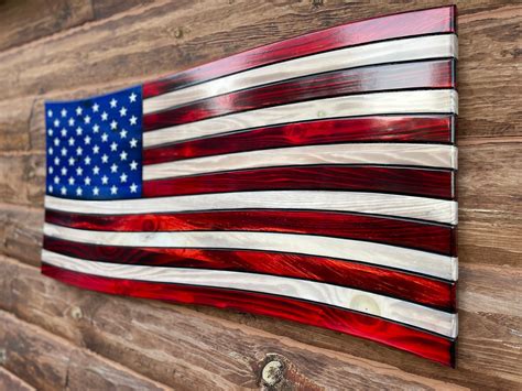 2d Wavy Old Glory Rustic Wooden American Flag Kpcc Woodworking And