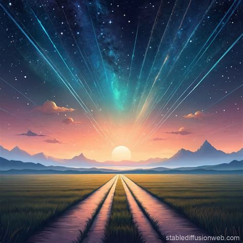 Starry Sky Over Flat Parallel Lined Landscape Stable Diffusion Online