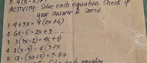 Activity Solve Each Equation Check If Your Answer Is Correct 43x 4