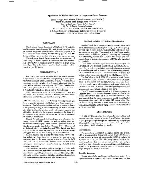 Pdf Application Of Ers 1 Sar Data In Large Area Forest Inventory