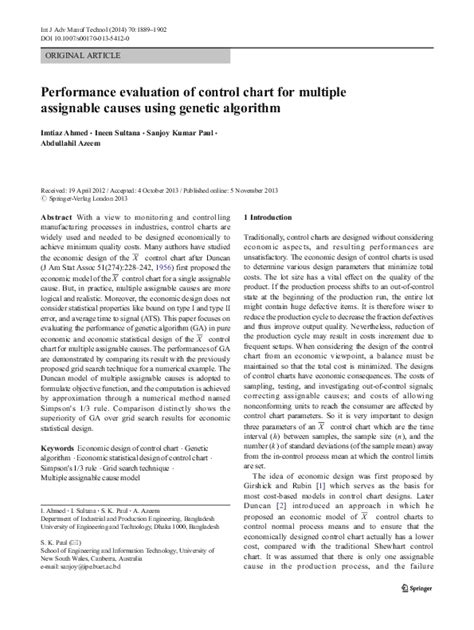 Pdf Performance Evaluation Of Control Chart For Multiple Assignable