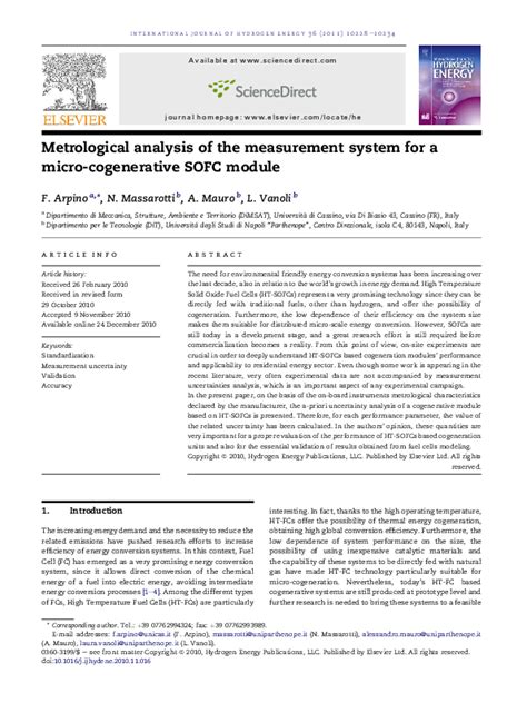 Pdf Metrological Analysis Of The Measurement System For A Micro Cogenerative Sofc Module
