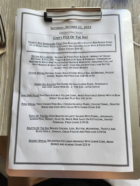 Menu At Scratchleys On The Wharf Restaurant Newcastle 200 Wharf Rd