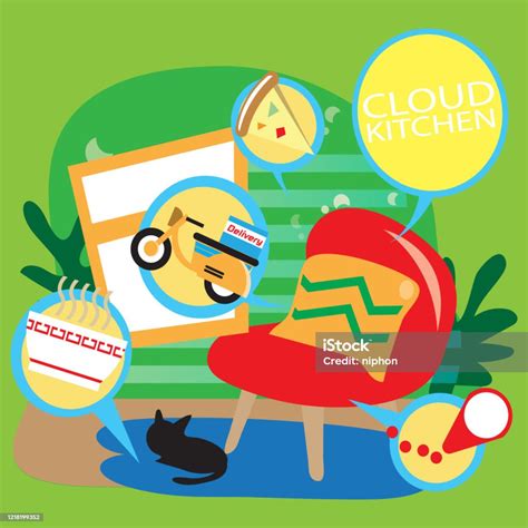배달 음식 벡터 이미지 기술 콘텐츠에 대한 클라우드 주방 응용 프로그램 가상현실에 대한 스톡 벡터 아트 및 기타 이미지 가상현실 가정 주방 가정의 방 Istock