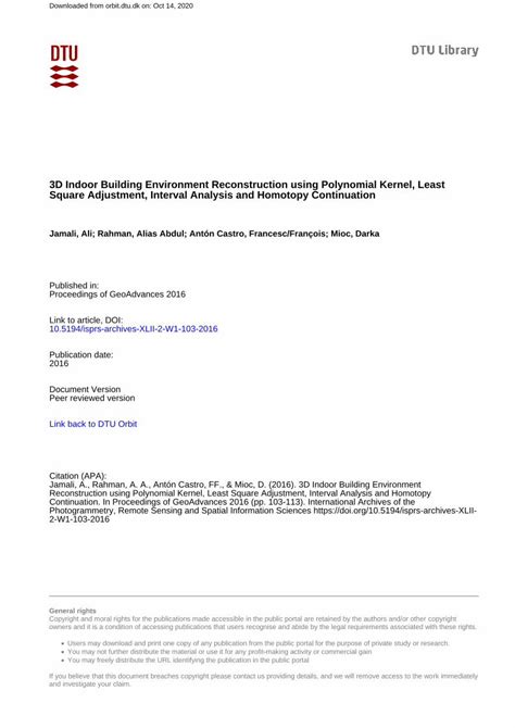 Pdf 3d Indoor Building Environment Reconstruction Using · The