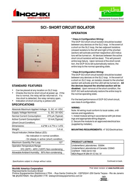 Sci Short Circuit Isolator Pdf Electrical Wiring Relay