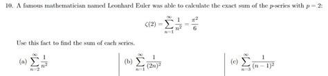Solved A Famous Mathematician Named Leonhard Euler Was Chegg
