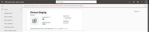 issue with updating the teams custom app in teams developer portal