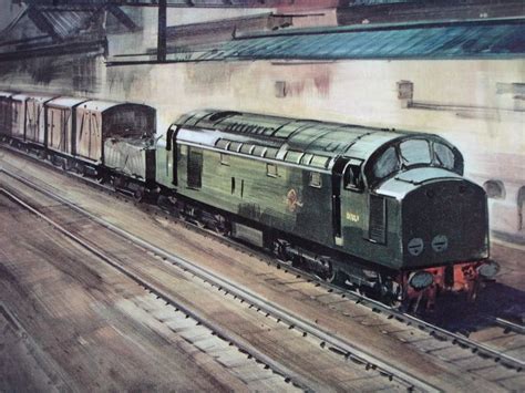 Class 37 Loco In Br Green Livery On Freight Working