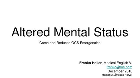 PPT Altered Mental Status PowerPoint Presentation Free Download ID 9552065