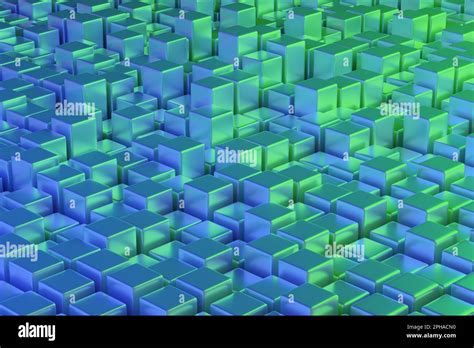 Green And Blue Quadrangular Prisms Geometric Background 3d
