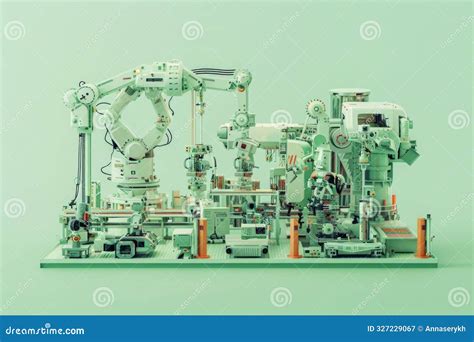 Futuristic Robotic Assembly Line Industrial Automation And Engineering Concept For Cutting