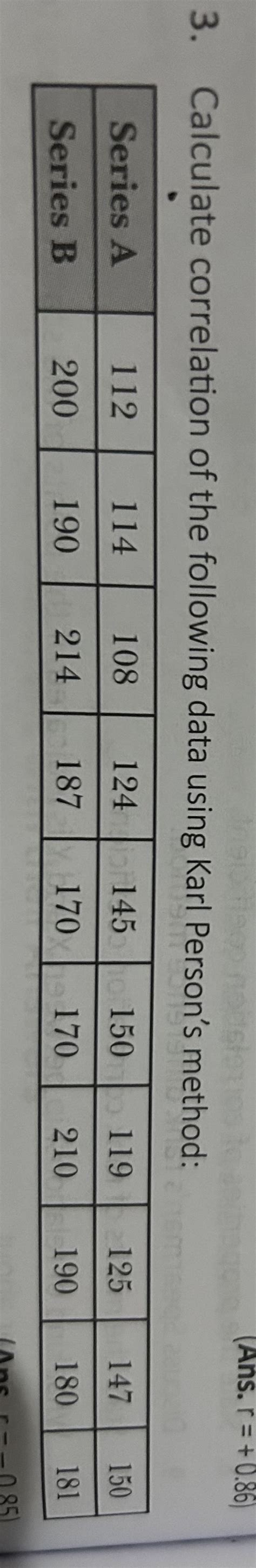 Calculate The Correlation Of The Following Data Using Karl Pearsons Meth