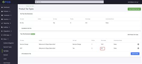 Updating Tax Rates Epos Pos System