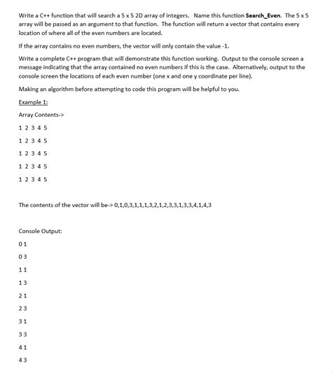 Solved Write A C Function That Will Search A 5 X 5 2d