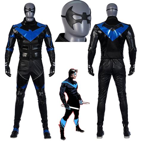 Batman Arkham City Nightwing Dick Grayson Cosplay Costume Robin Superh
