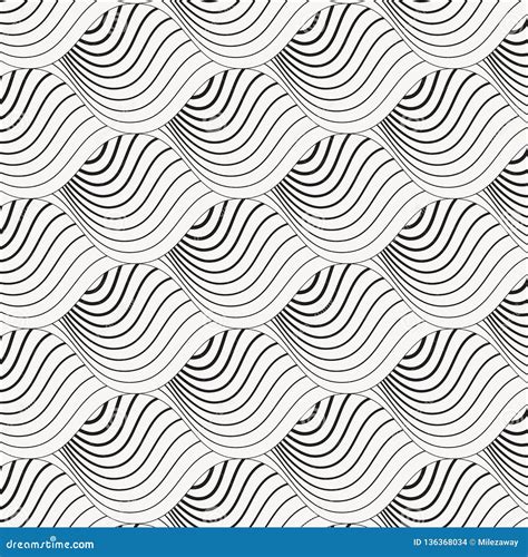 Geometric Vector Pattern Repeating Abstract Spiral Wavy Curve Thin