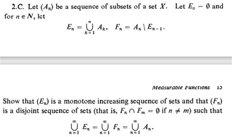 solved 2 c let an be a sequence of subsets of a set x