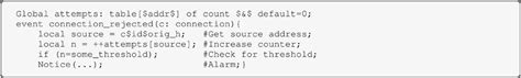syn flooding rule sample in zeek and n is the threshold download