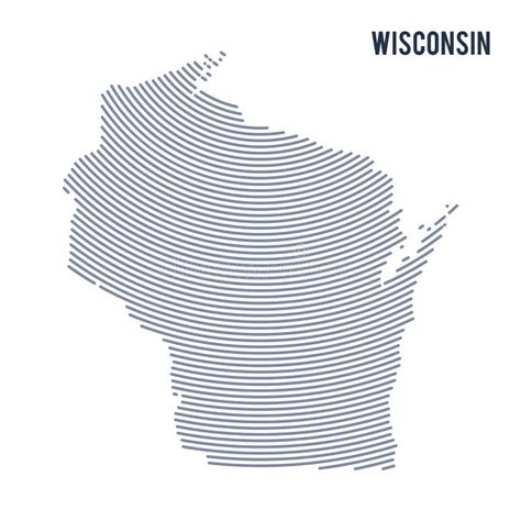 Vector Abstract Hatched Map Of Of State Of Wisconsin With Curve Lines