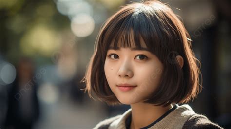 도시에서 짧은 머리로 서있는 Kpop 소녀 단발머리가 잘 어울리는 여고생 고화질 사진 사진 코 배경 일러스트 및 사진 무료 다운로드 Pngtree