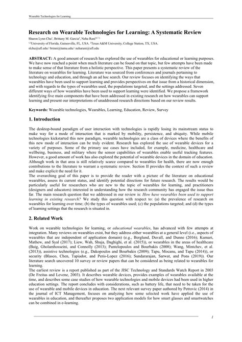 Pdf Research On Wearable Technologies For Learning A Systematic Review