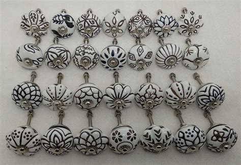 White Vintage Ceramic Knobs Handmade Knobs Kitchen Cabinet Etsy